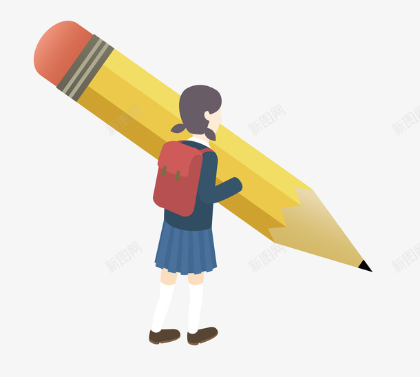 卡通扁平化女孩写字矢量图png图片免费下载-素材prsnbvp-88ICON