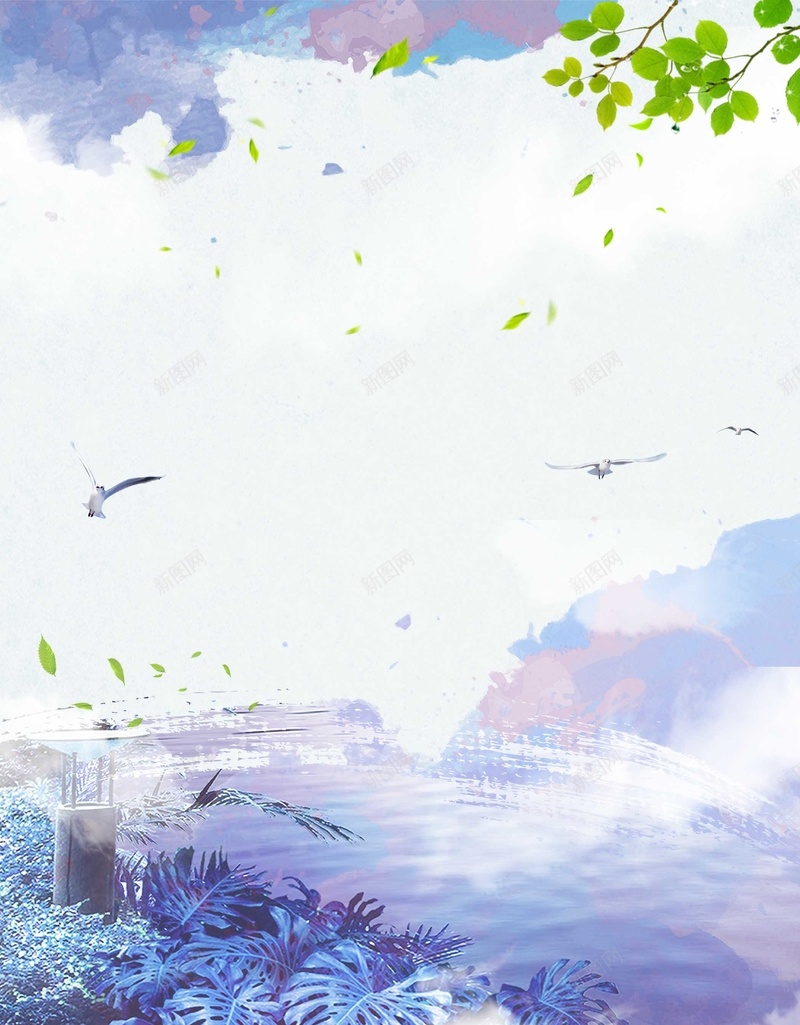 中国风水彩意境地产背景图片免费下载-素材mwdammma-88ICON