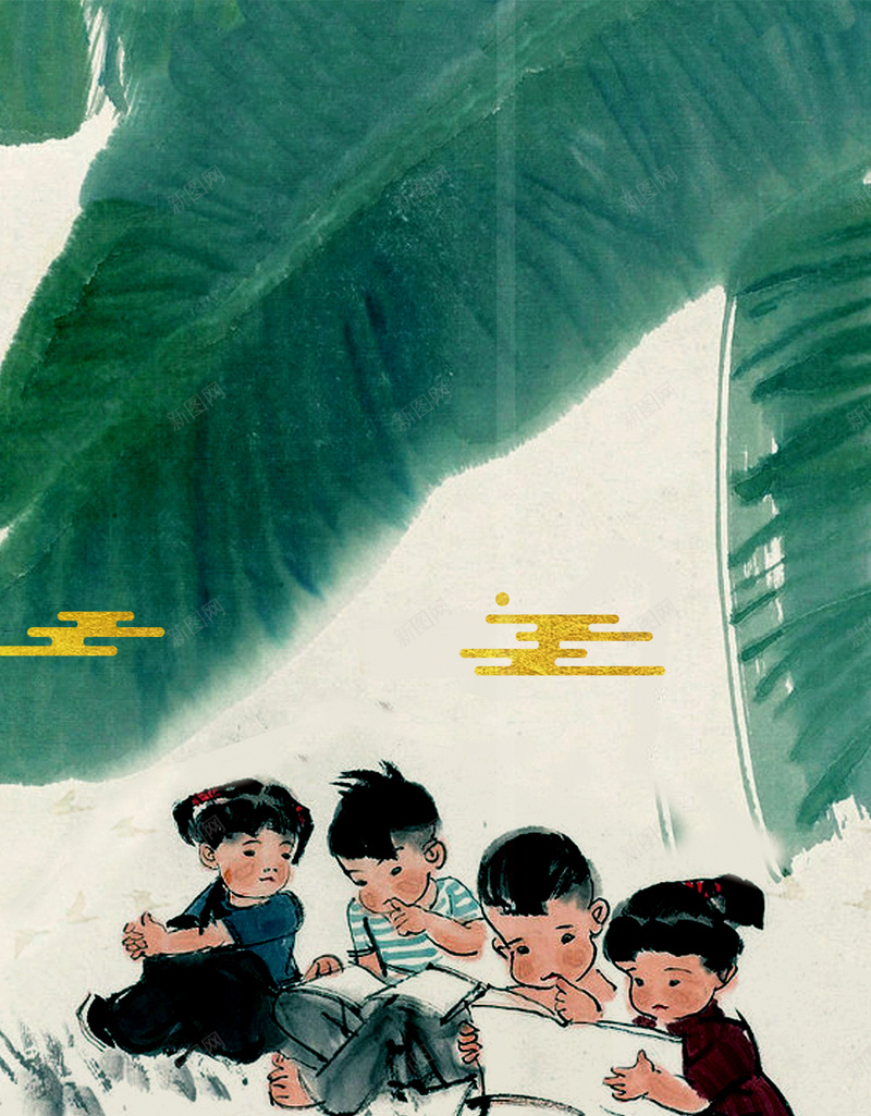 黄色中国风手绘学习PSD分层H5背景背景图片免费下载-素材pvsqggyp-88ICON