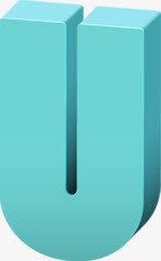 蓝色u立体字png图片免费下载-素材cidoojei-88ICON