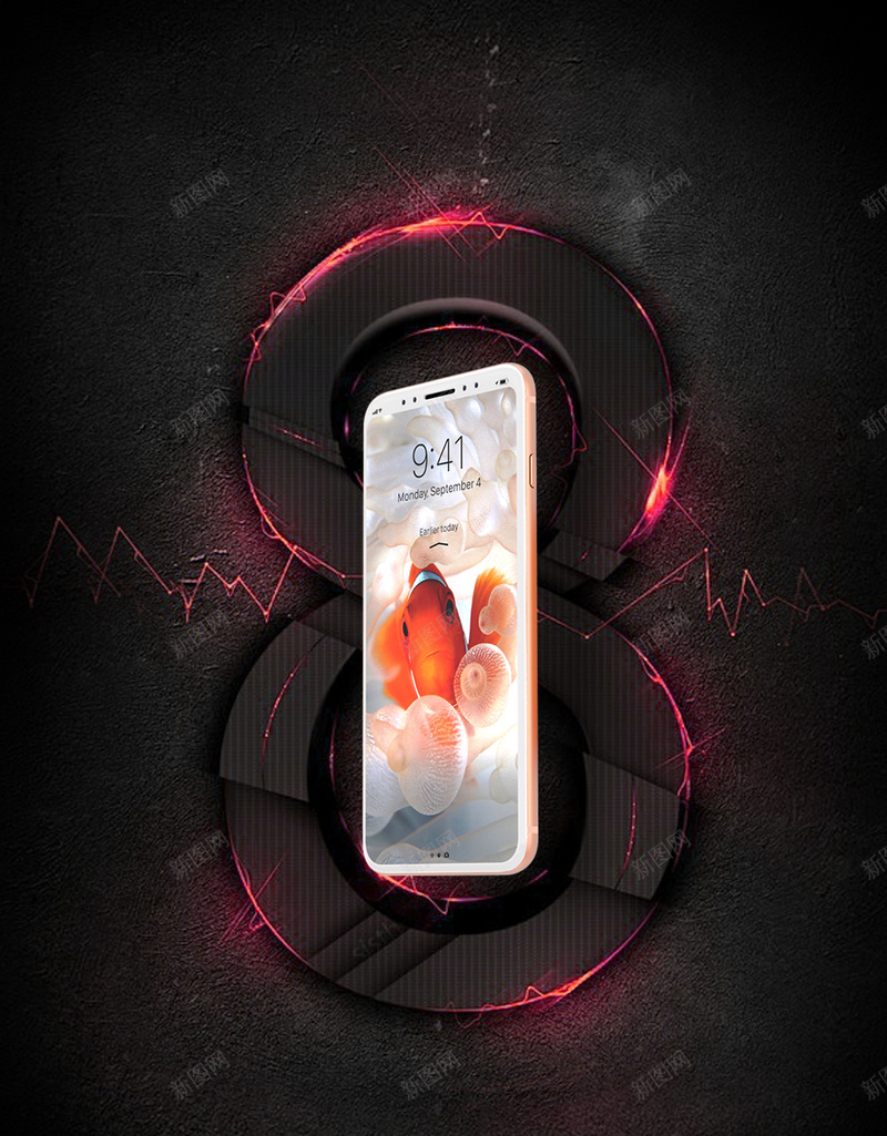 黑色iphone8首售海报背景psd背景图片免费下载-素材qgqqtkrsm-88ICON