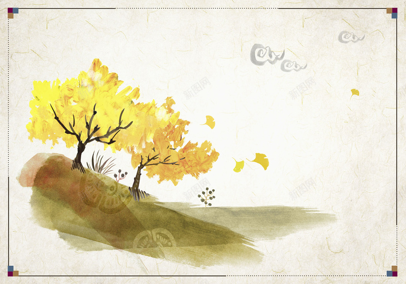 手绘落叶简约边框平面广告背景图片免费下载-素材grswzatwa-88ICON