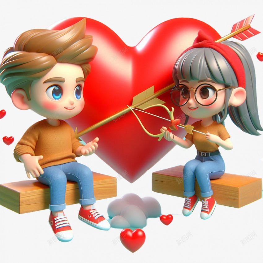 3D情人节卡通元素png图片免费下载-素材rmwtwzszm-88ICON