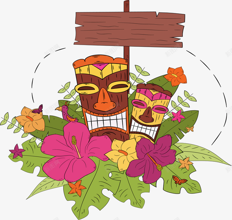 鬼脸面具夏威夷岛风情png图片免费下载-素材kuukujxi-88ICON