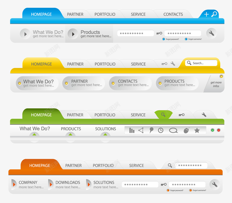 网页导航条png图片免费下载-素材zaziddec-88ICON