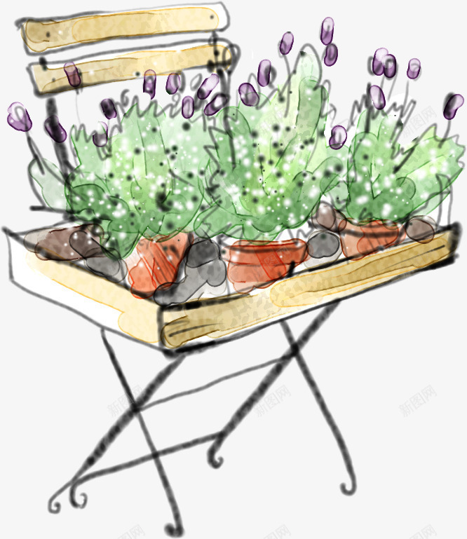 手绘紫色郁金香盆栽png图片免费下载-素材gmssatgm-88ICON