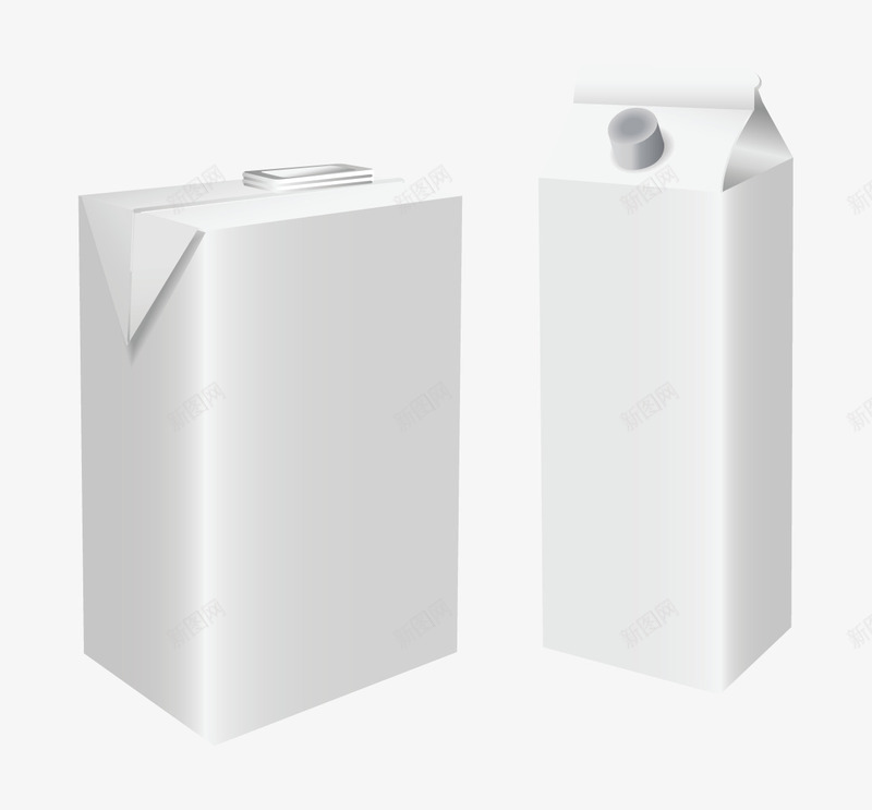 手绘白色立体牛奶盒饮料盒png图片免费下载-素材zahhceta-88ICON
